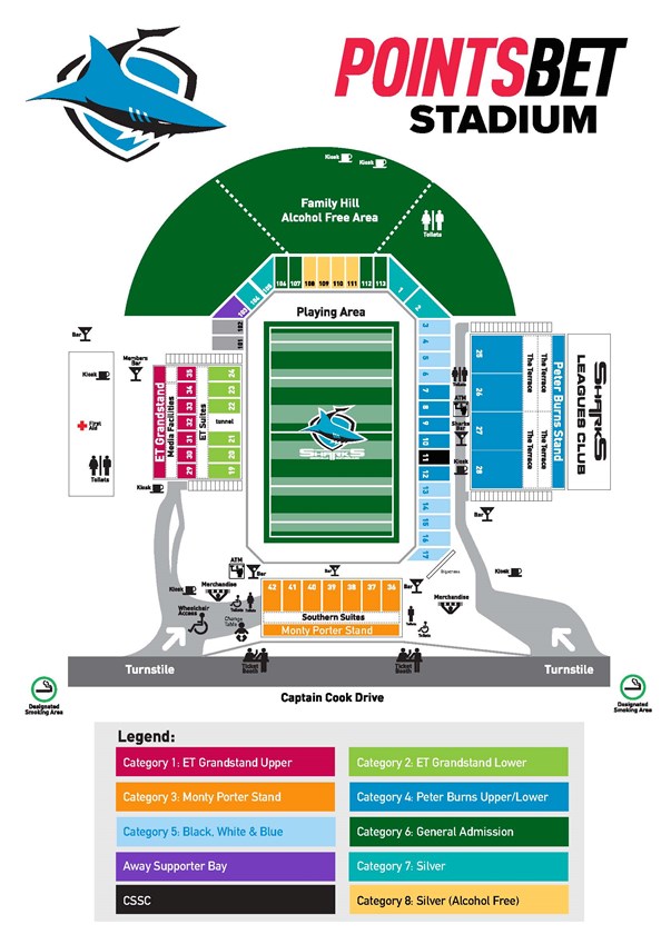 Southern Cross Group Stadium Map - Sharks